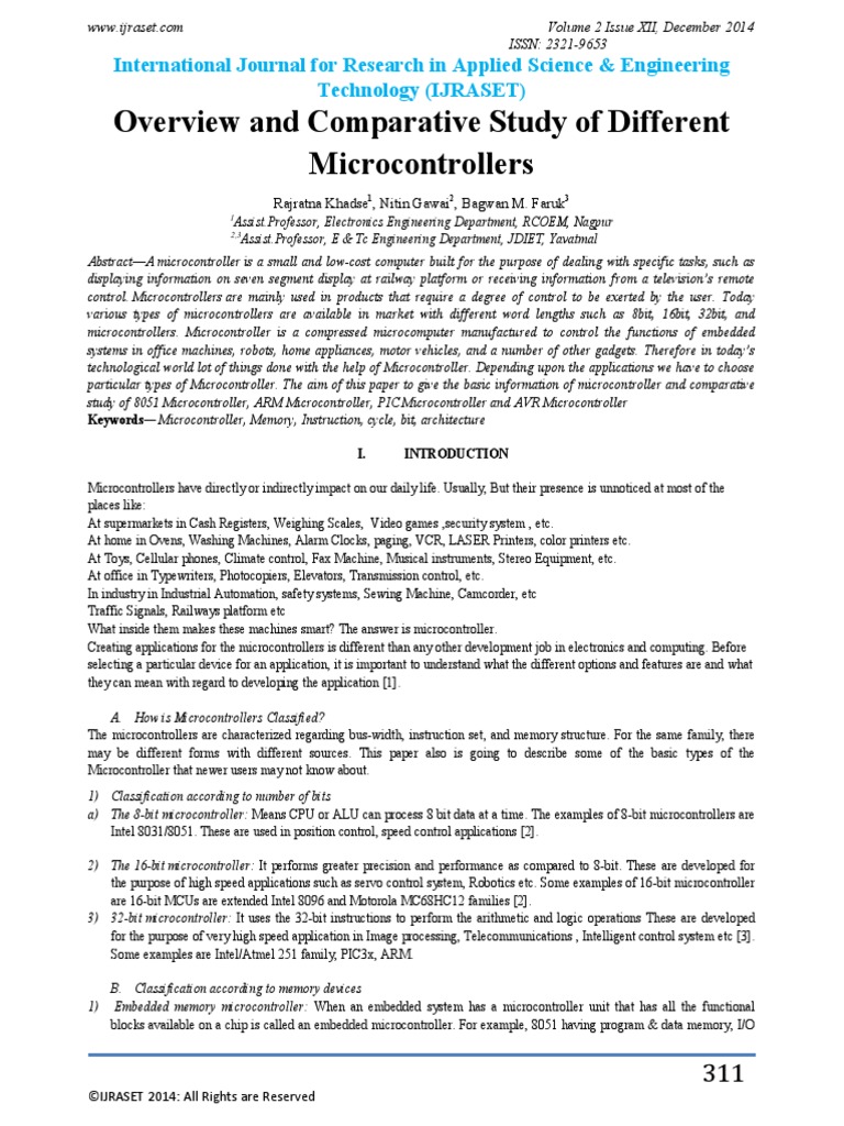 Comparison of Microcontroller | PDF | Microcontroller | Arm Architecture