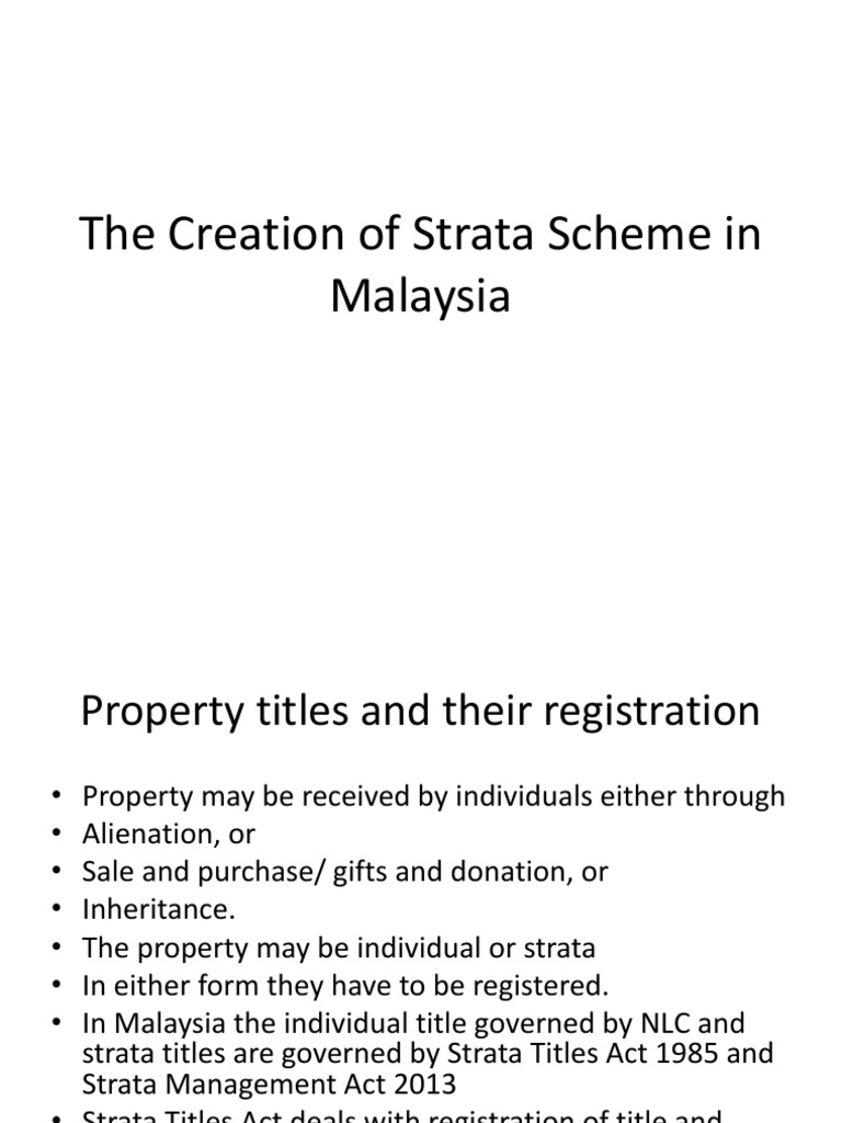 The Creation of Strata Scheme in Malaysia | PDF | Expense | Proxy Voting