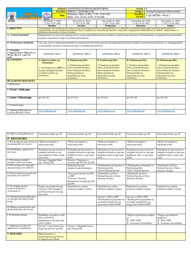 DLL AP 9 Ekonomiks 3rd Quarter Week 2 | PDF