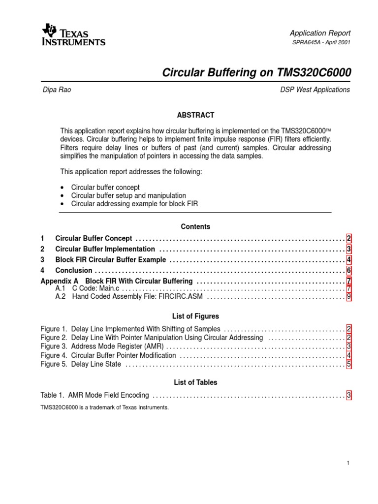 Circular Buffering On TMS320C6000: Dipa Rao DSP West Applications | PDF | Pointer (Computer ...