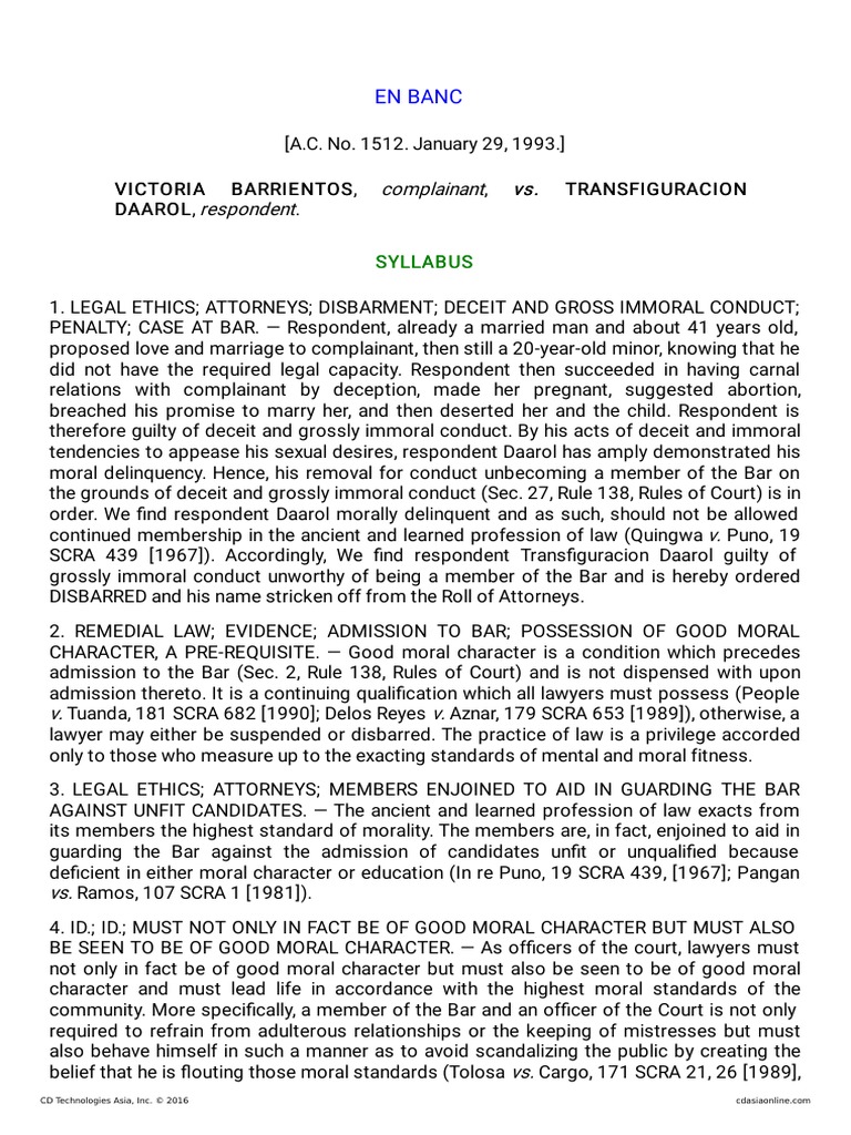 Disbarment of Attorney for Deceiving and Impregnating a Minor Then ...