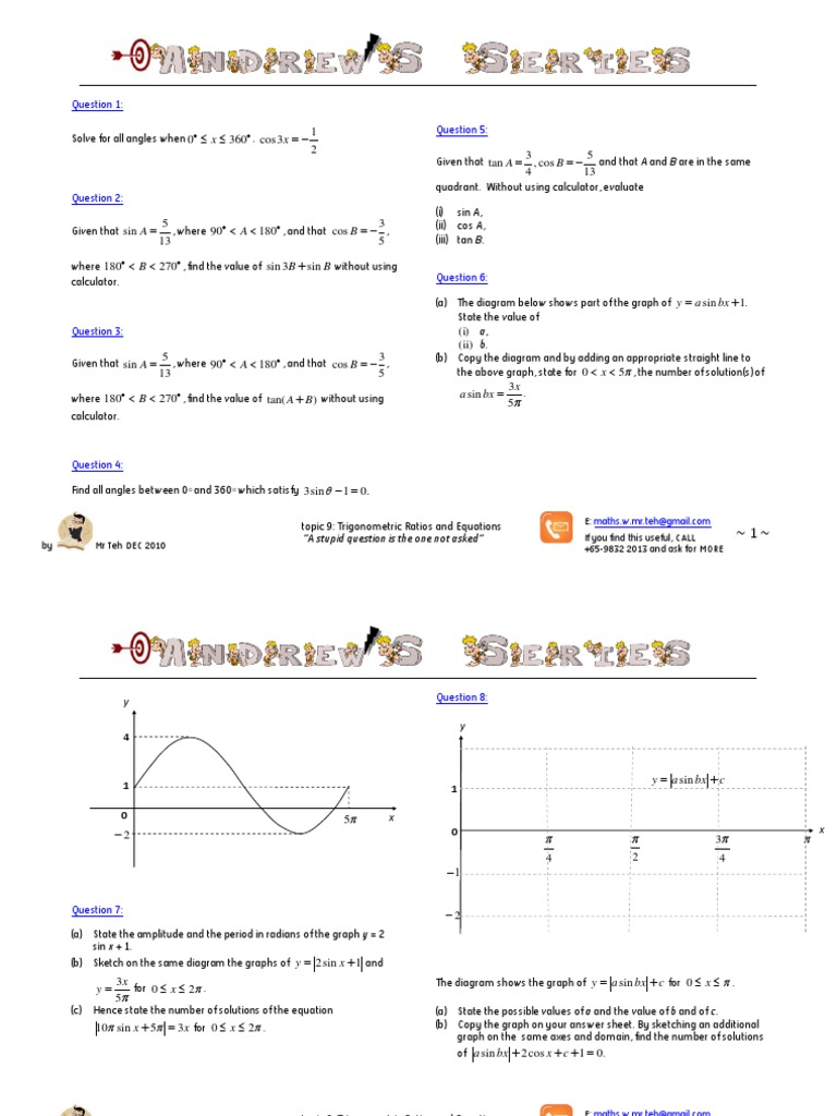 Trigonometric Ratios and Equations Guide | PDF | Trigonometric ...
