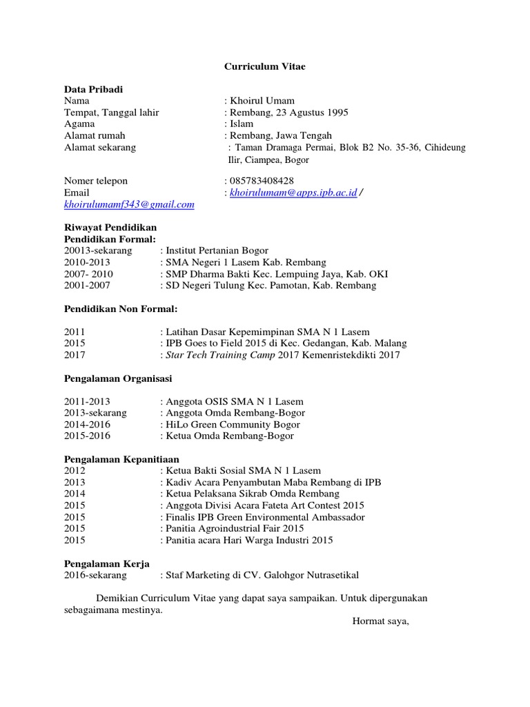 CV Khoirul Umam | PDF
