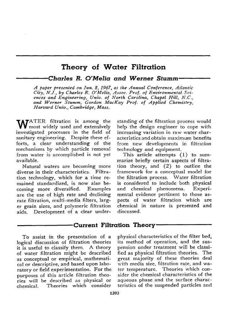 Theory of Water Filtration | Filtration | Hydroxide