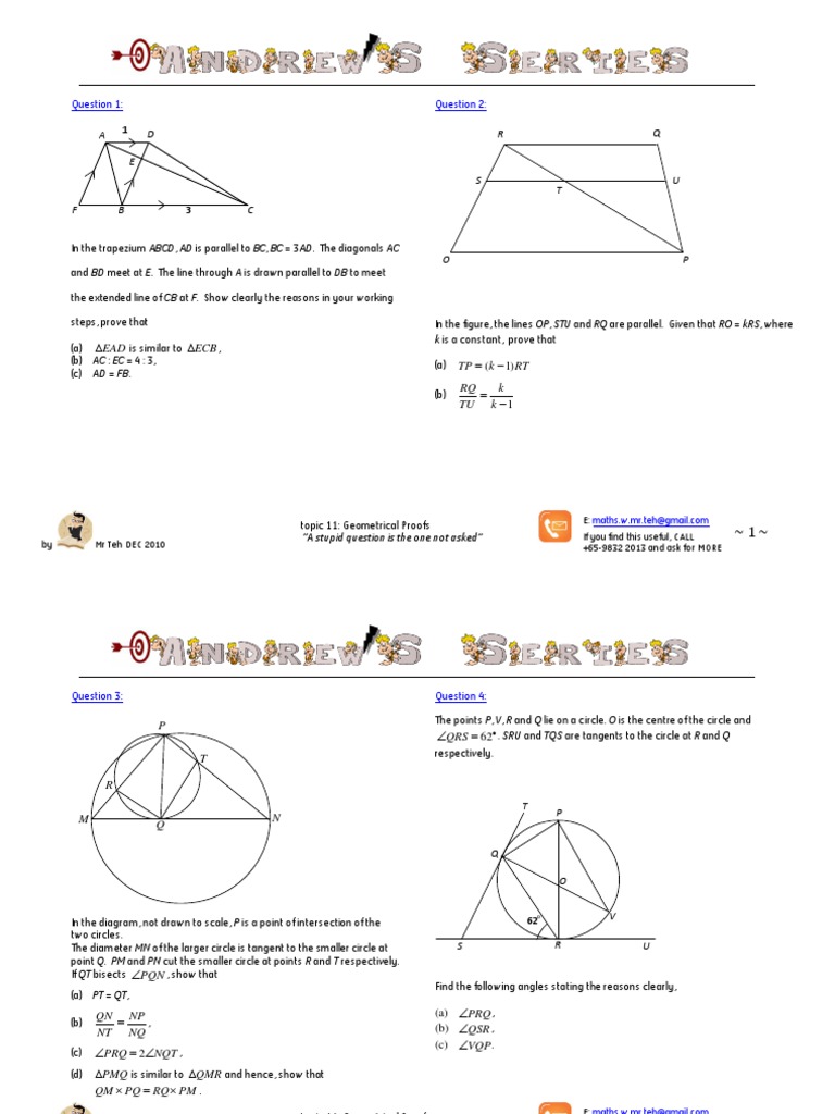 Topic 11-Geometrical Proofs | PDF | Circle | Perpendicular