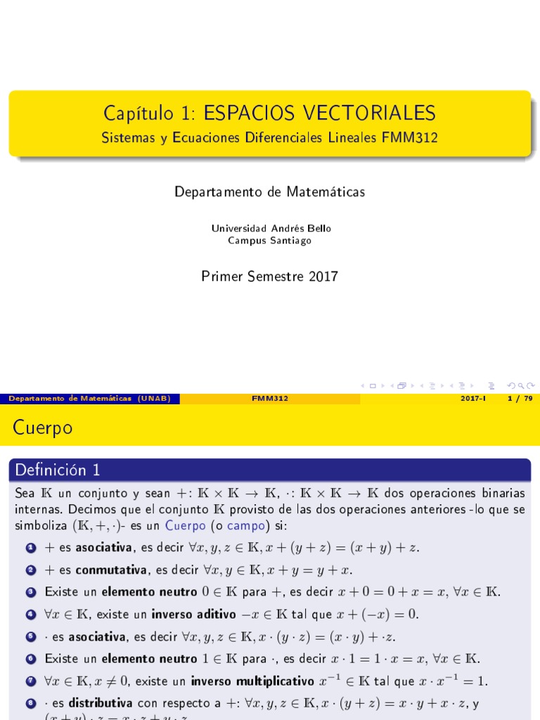 Capítulo 1 Espacios Vectoriales Sistemas Y Ecuaciones Diferenciales