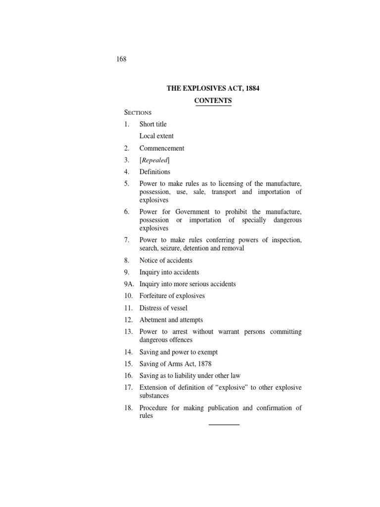 The Explosives Act, 1884 | PDF