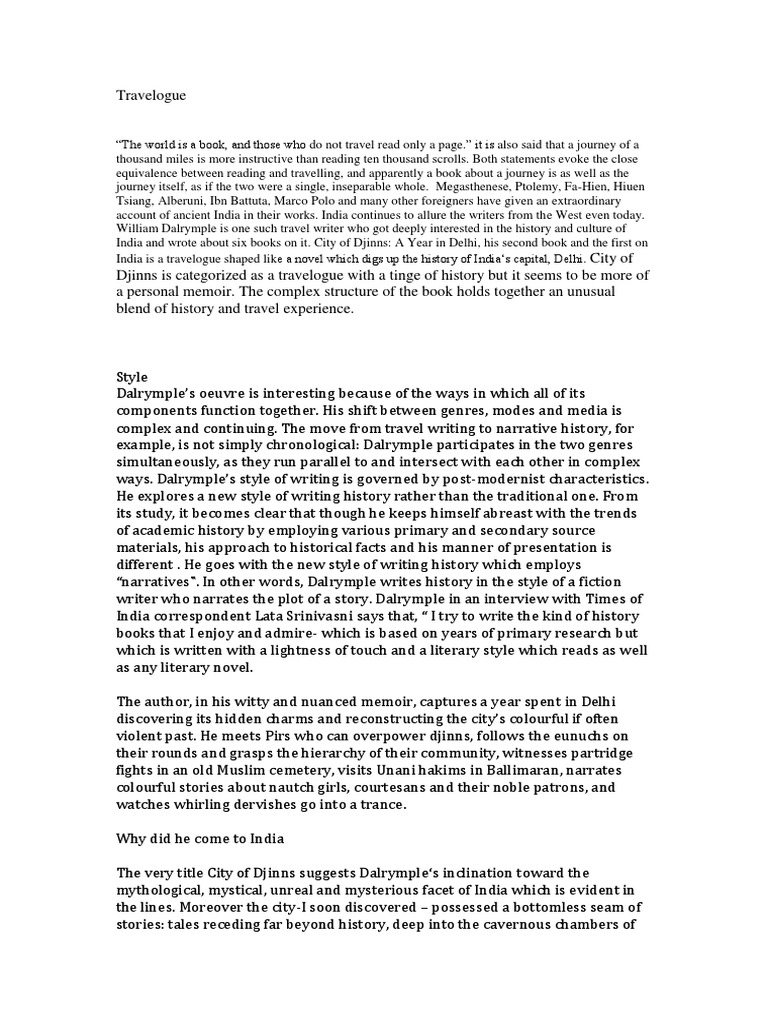 Travelogue | PDF | Travel Literature | Narrative
