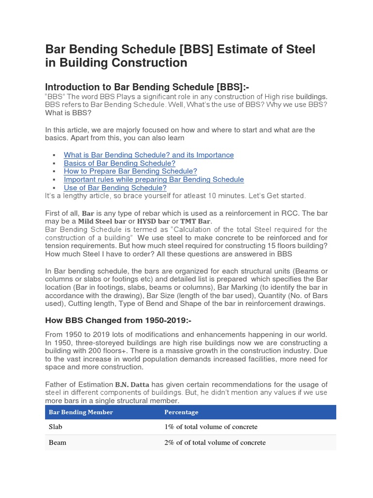 Bar Bending Schedule | PDF | Stairs | Beam (Structure)