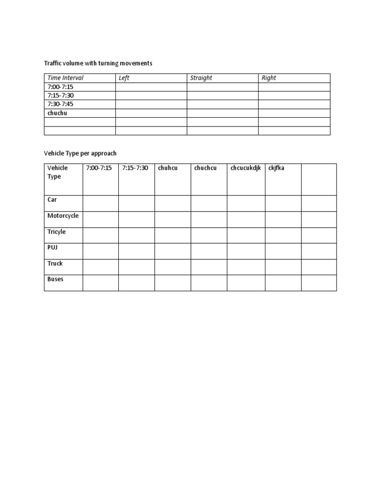 Traffic Volume With Turning Movements | PDF