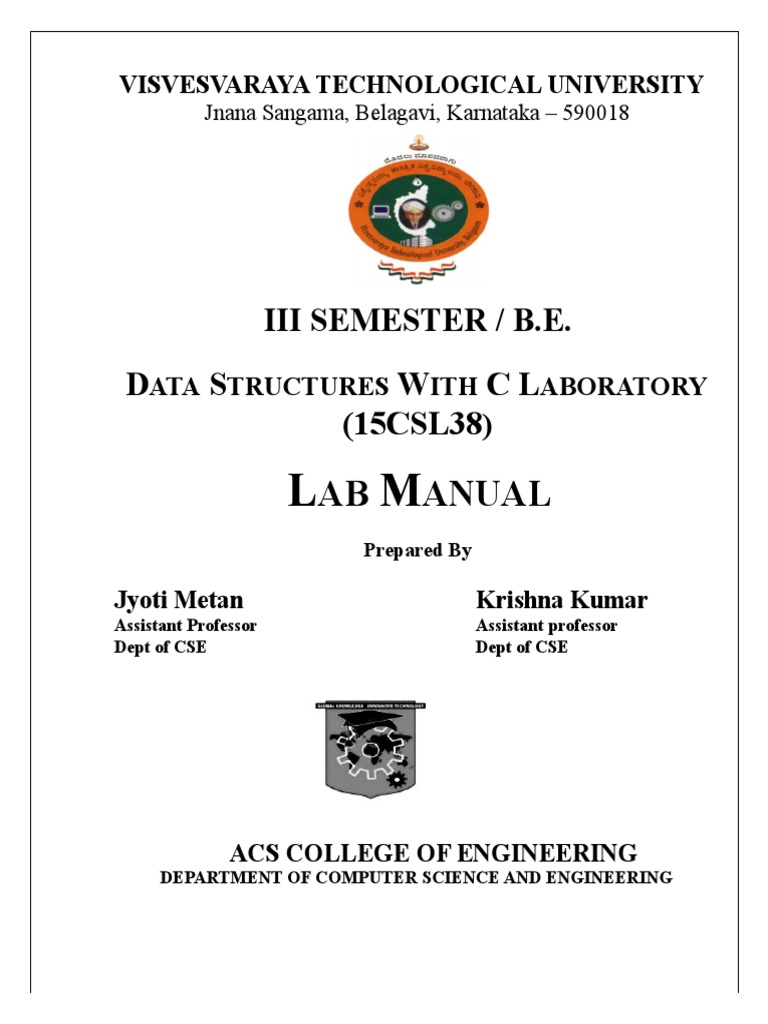 Data Structures With C Lab Manual 15CSL38 | PDF | Queue (Abstract Data Type) | String (Computer ...