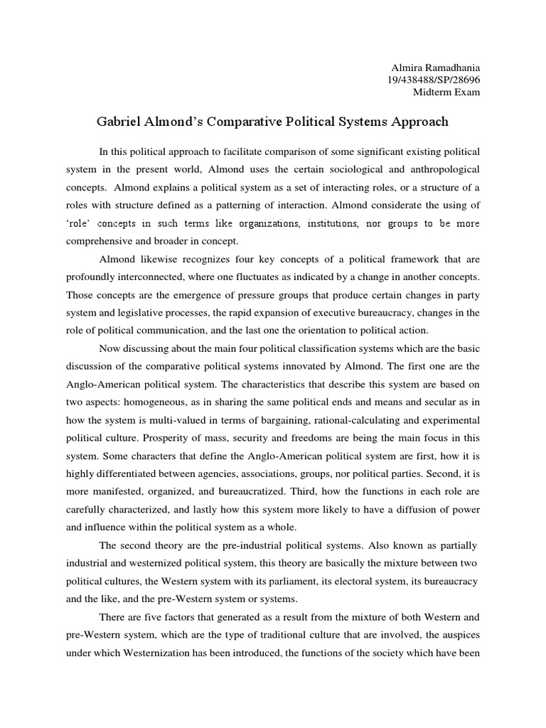 Gabriel Almond's Comparative Political Systems Approach | PDF | System | Political Systems