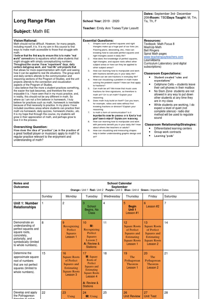 Long Range Plan Math Final | PDF | Fraction (Mathematics) | Teaching ...