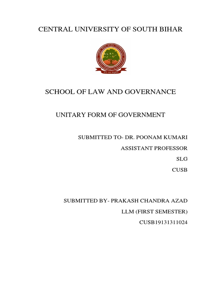 Unitary Form of Government | PDF | Federation | Federal Government Of ...