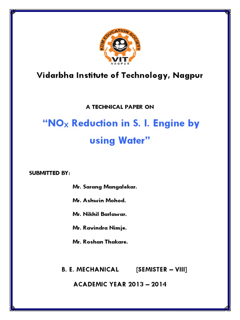 NOX Reduction in S. I. Engine by Using Water | PDF | Internal ...