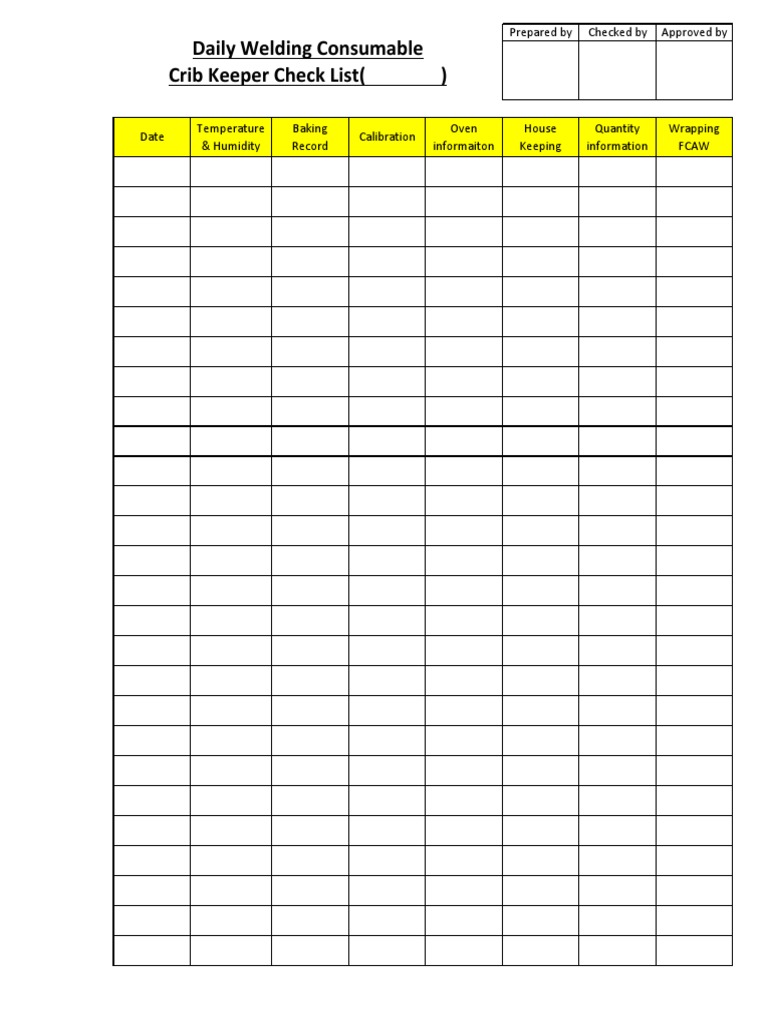 Crib Keeper Check List PDF | PDF