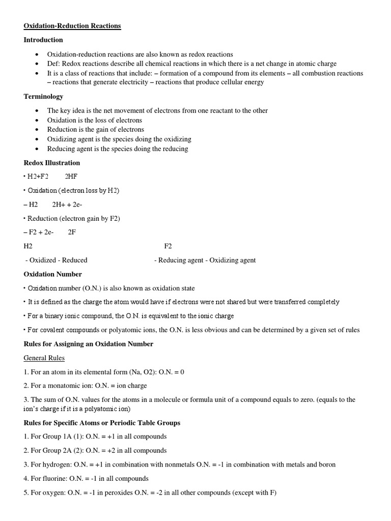 CHEM (1st Topic) | PDF | Redox | Ion