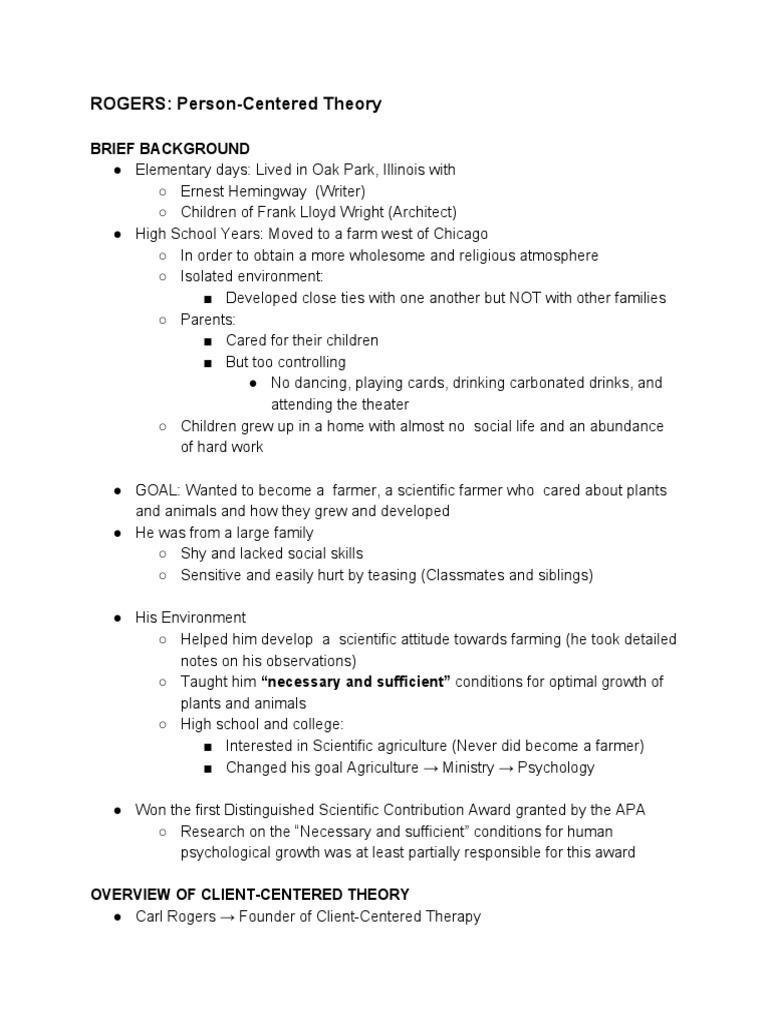 Carl Rogers - Person-Centered Theory PDF | PDF | Psychotherapy | Empathy