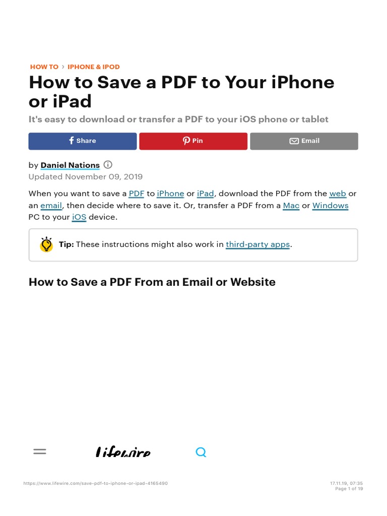 How To Save A PDF To Your Iphone or Ipad | PDF | I Cloud | Ios