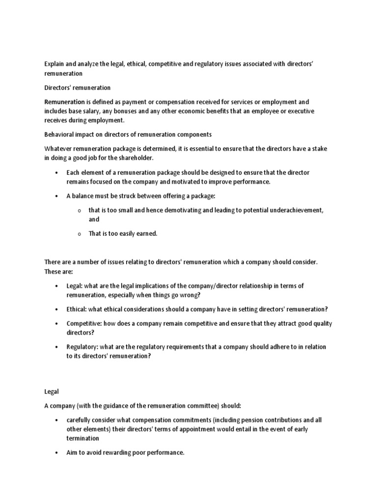 Remuneration Is Defined As Payment or Compensation Received For ...