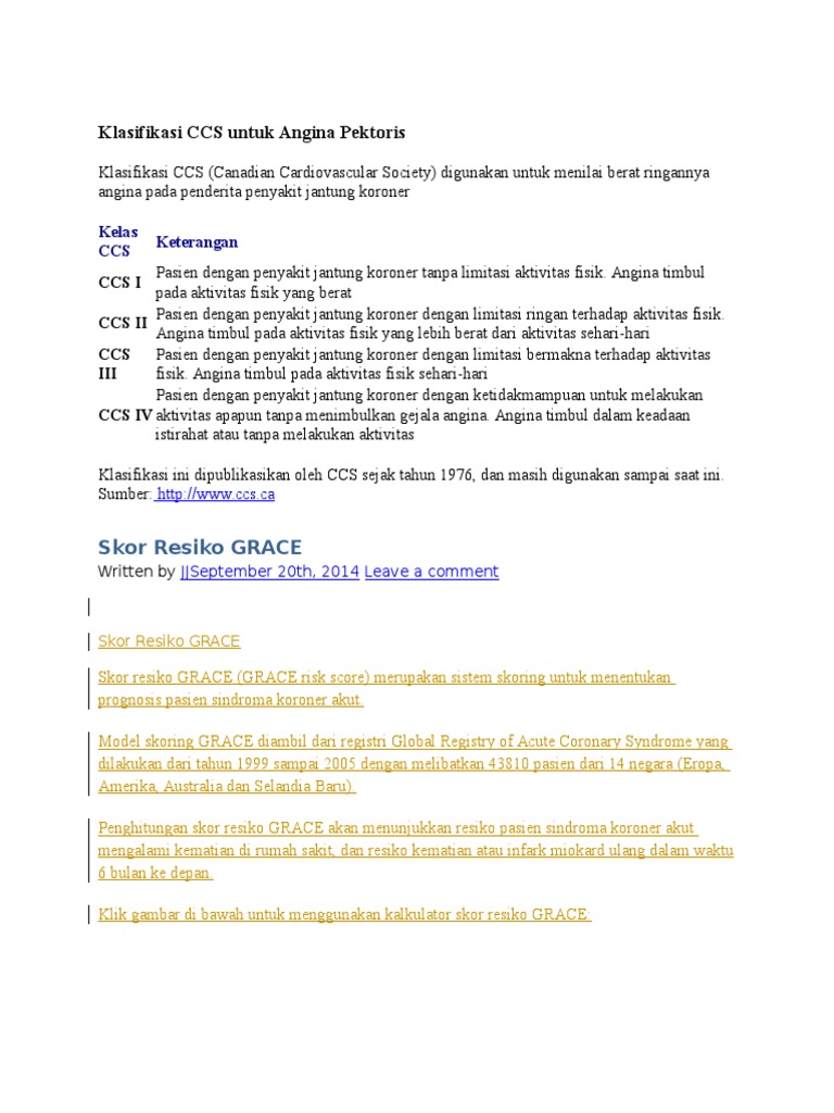 CCS, GRACE, TIMI, KILLIP, CHA2DS2-VASc, EHRA, NYHA, HAS-BLED PDF | PDF