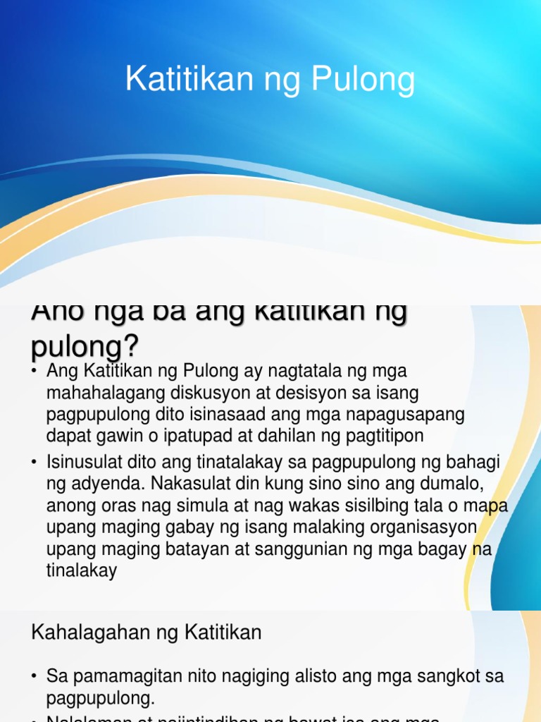 Katitikan NG Pulong | PDF