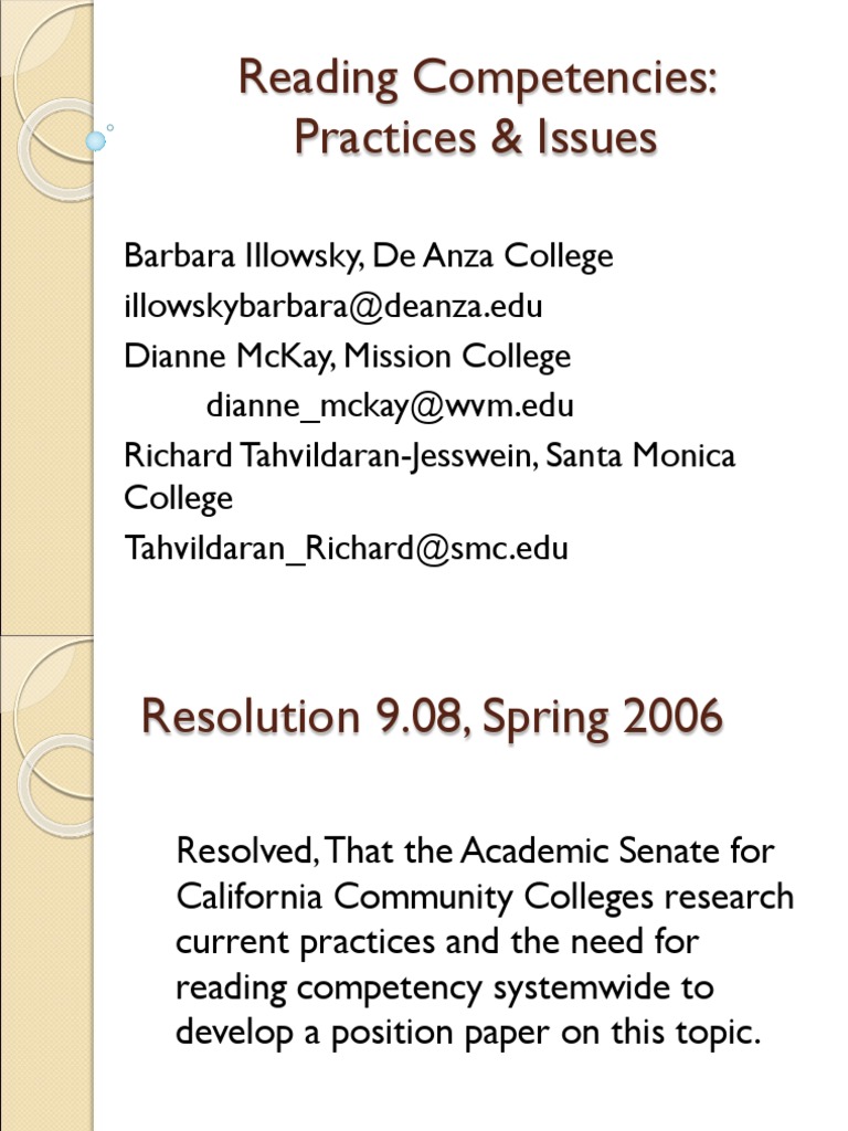 Reading Competencies: Practices & Issues | PDF | College | Reading ...