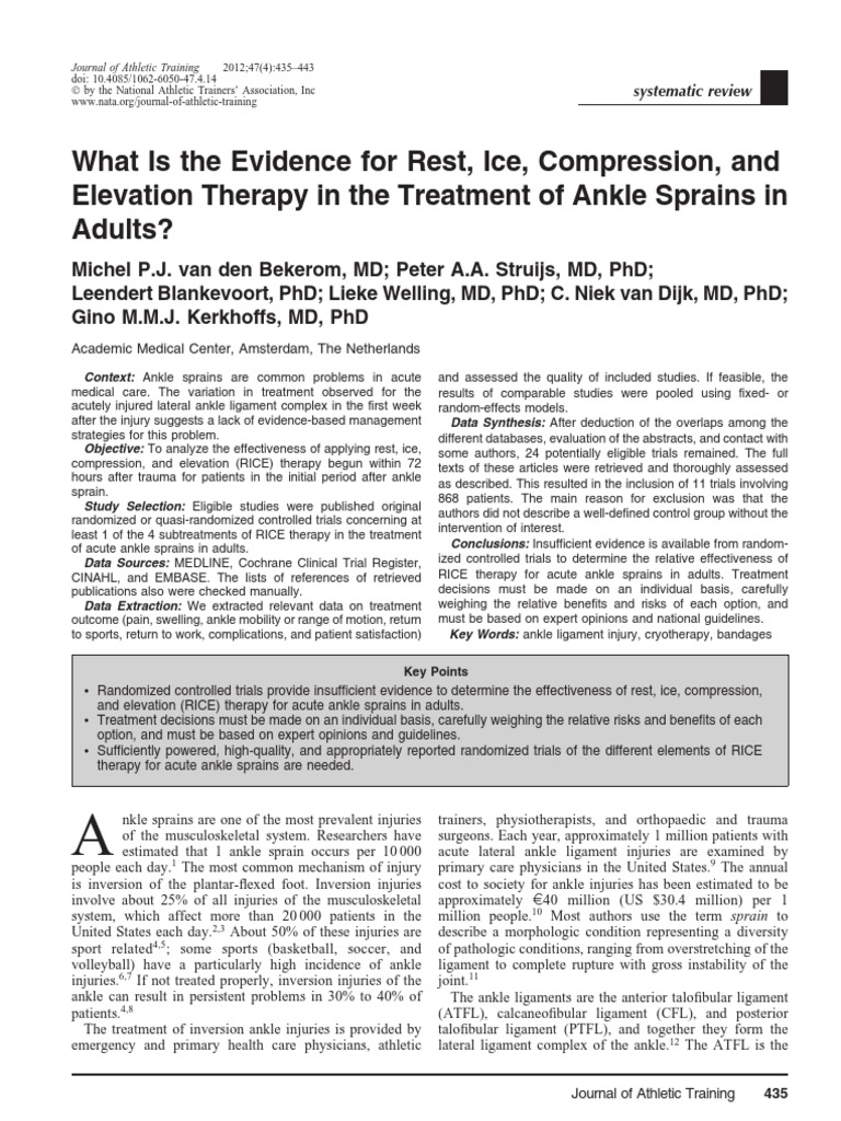 What Is The Evidence For Rest, Ice, Compression, AndElevation Therapy ...