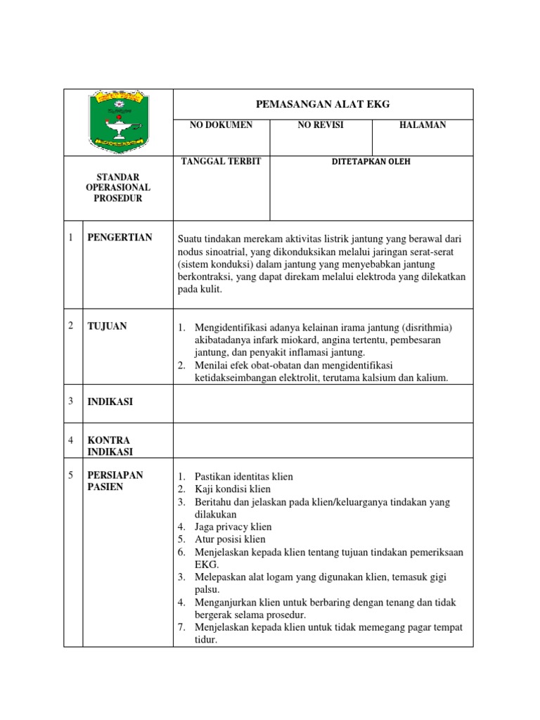 Sop Pemasangan Alat Ekg | PDF