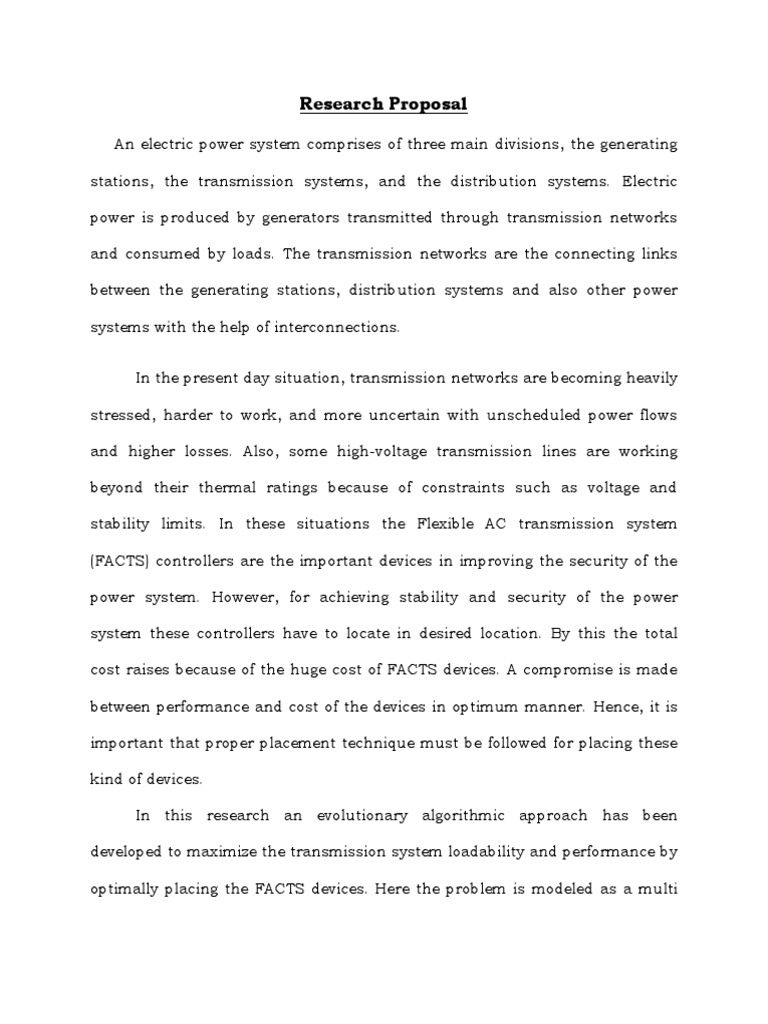 Research Proposal | PDF | Electric Power Transmission | Mathematical Optimization