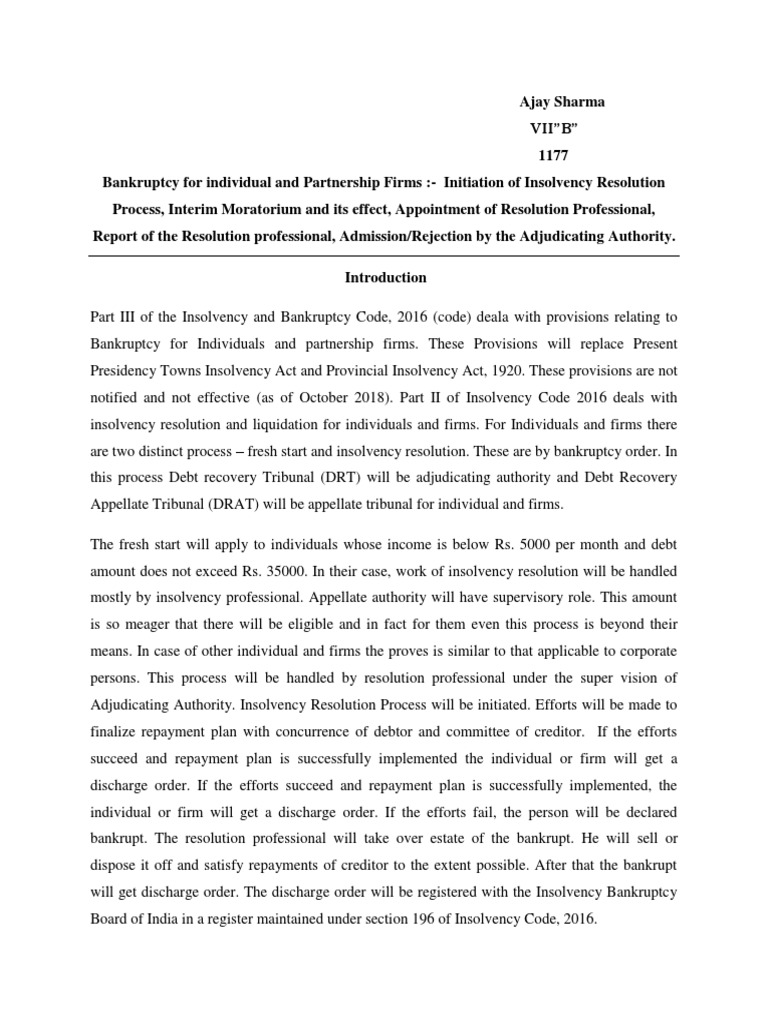 Insolvency Project | PDF | Bankruptcy In The United States | Bankruptcy