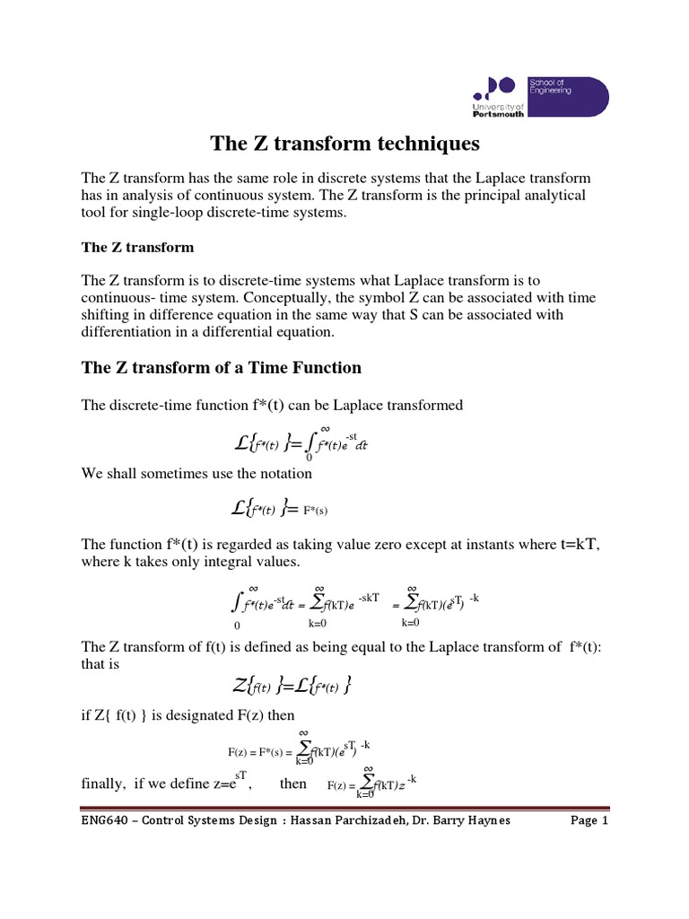 5.the Z Transform Techniques PDF | PDF | Laplace Transform | Recurrence Relation