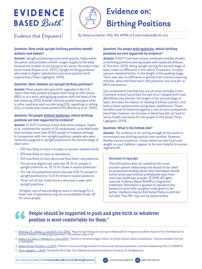 Birthing Positions - Handout | Download Free PDF | Motherhood | Childbirth