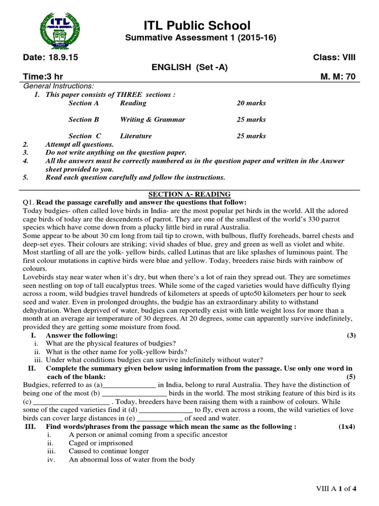 Class 8 English Grammer Solutions PDF | PDF | Nature