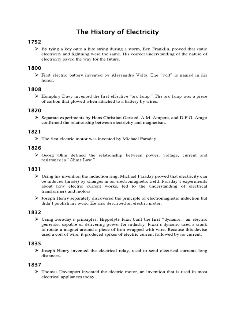 The History of Electricity Development | PDF | Alternating Current ...
