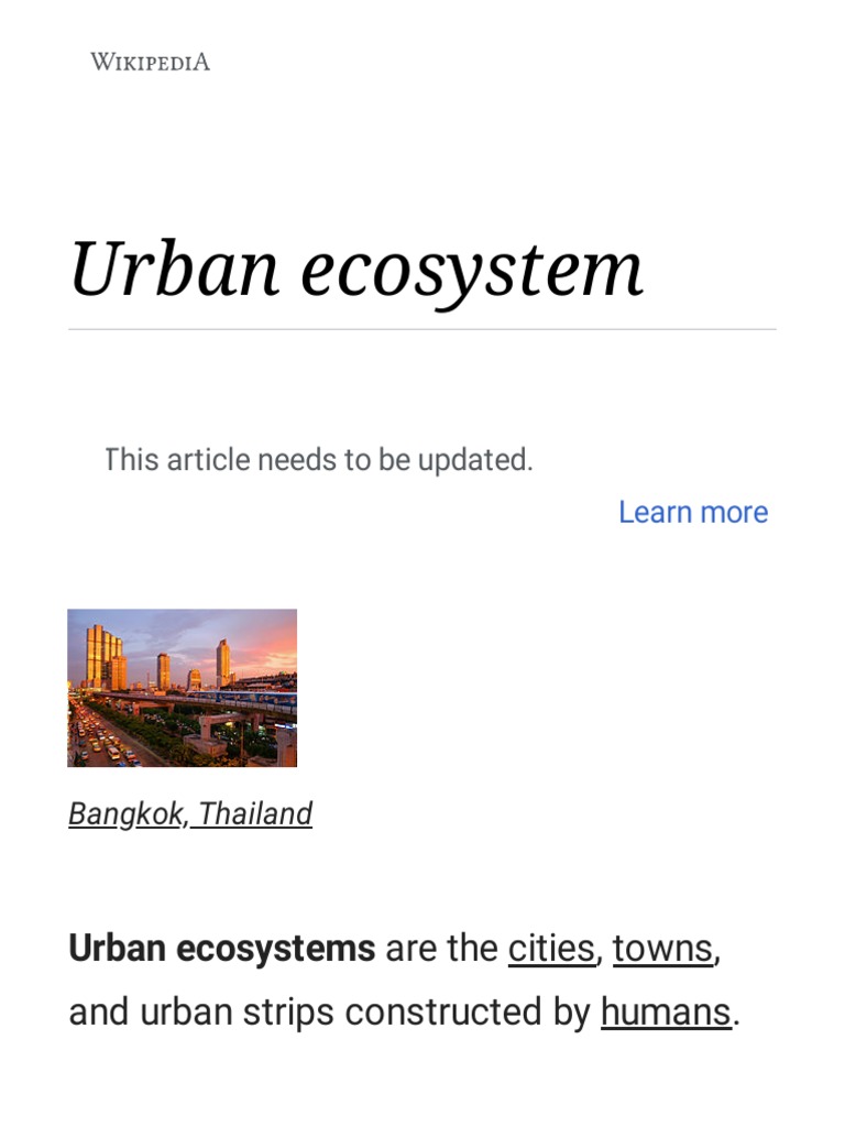 Urban Ecosystem - Wikipedia | PDF