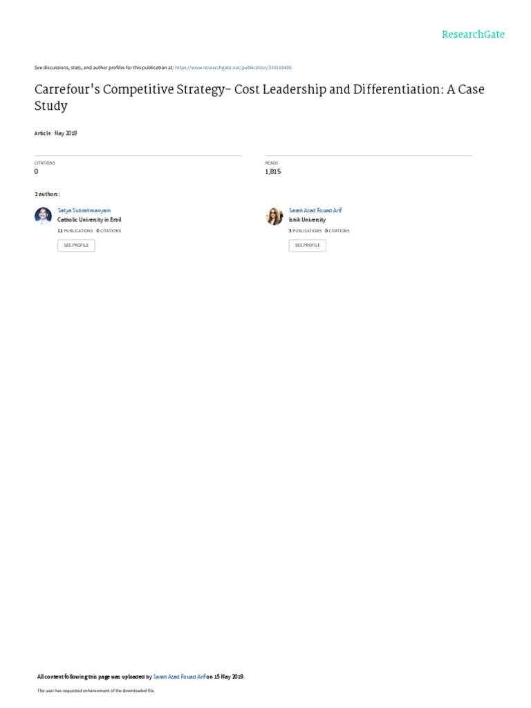 Carrefour's Competitive Strategy-Cost Leadership and Differentiation: A ...