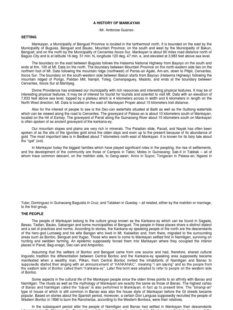 A History of Mankayan | PDF | Nature