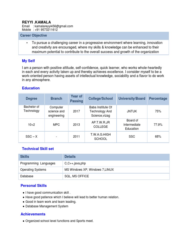 Kamala Resume 123 | PDF | Cognition | Learning