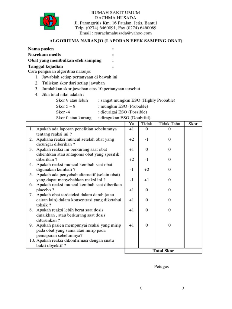 Form Algoritma Naranjo | PDF