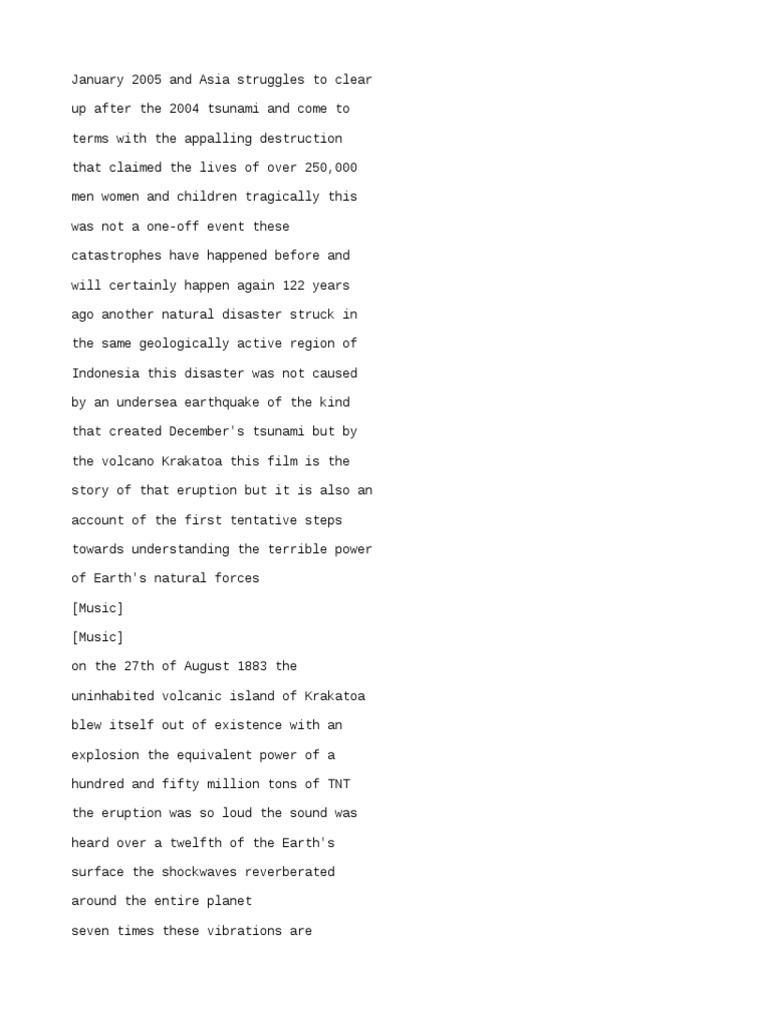 Krakatoa The Great Volcanic Eruption Documentary | PDF | Volcano | Sunset