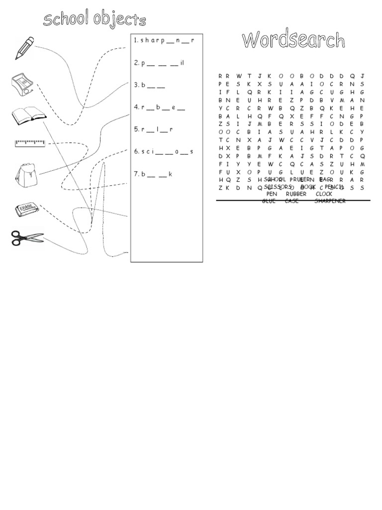 Classroom Supplies Word Puzzle | PDF