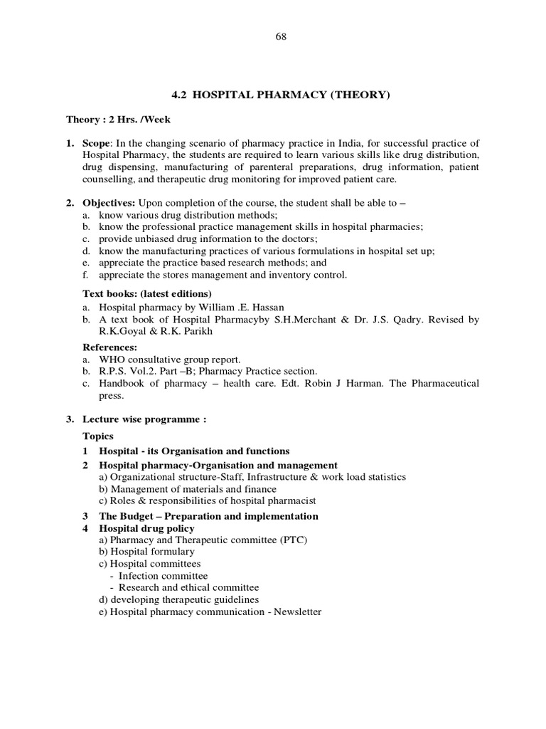 Hospital Pharmacy | PDF | Pharmacy | Medicinal Chemistry