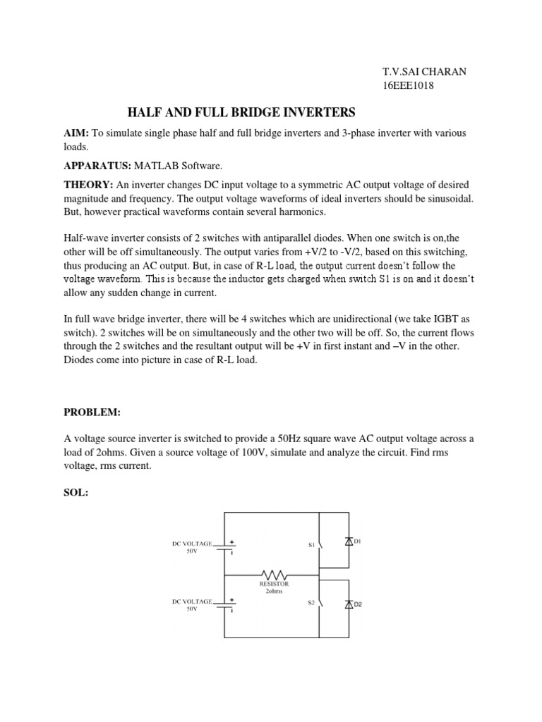 Half and Full Bridge Inverter Simulation | PDF | Power Inverter | Power ...