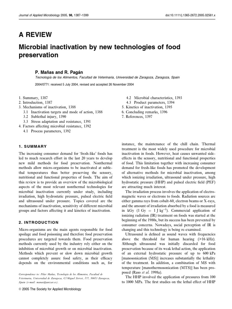 Microbial Inactivation | PDF | Food Preservation | Cell Membrane