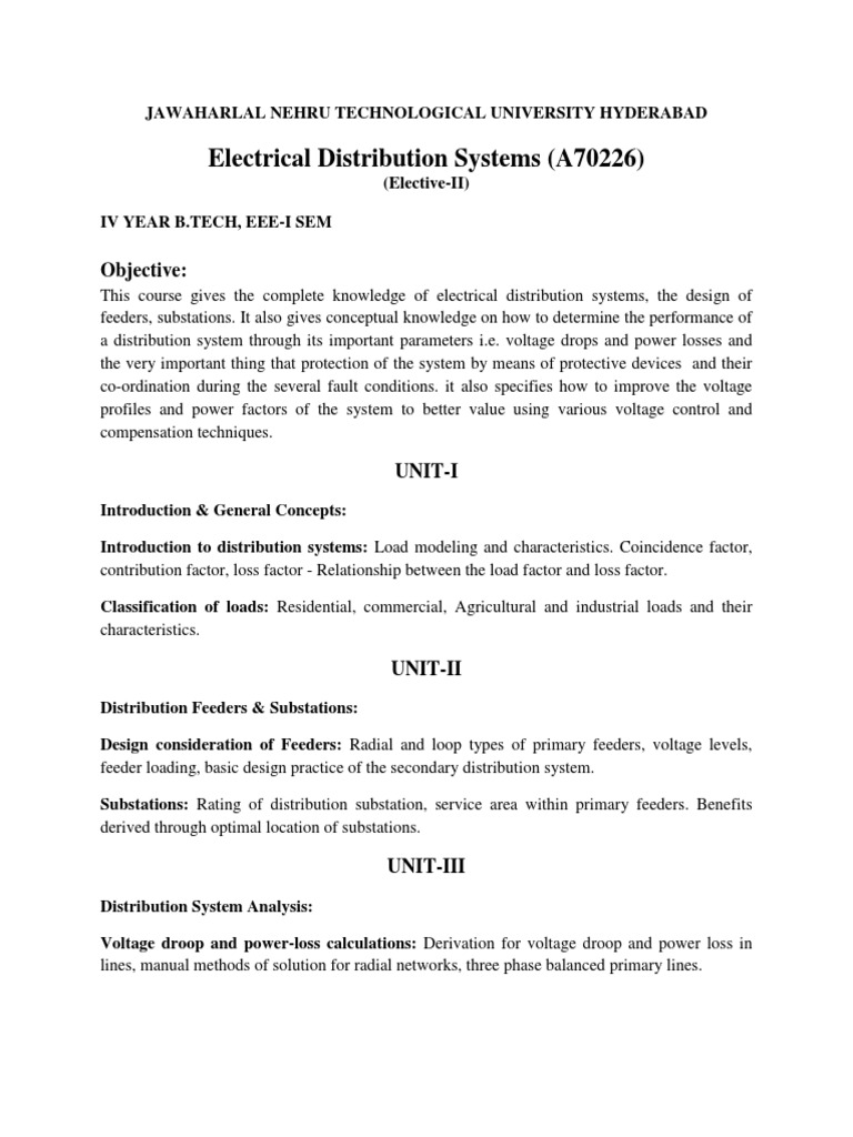Electrical Distribution Systems DOC1 | PDF | Electric Power ...