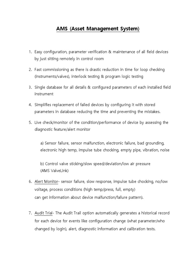 AMS (Asset Management System) | PDF