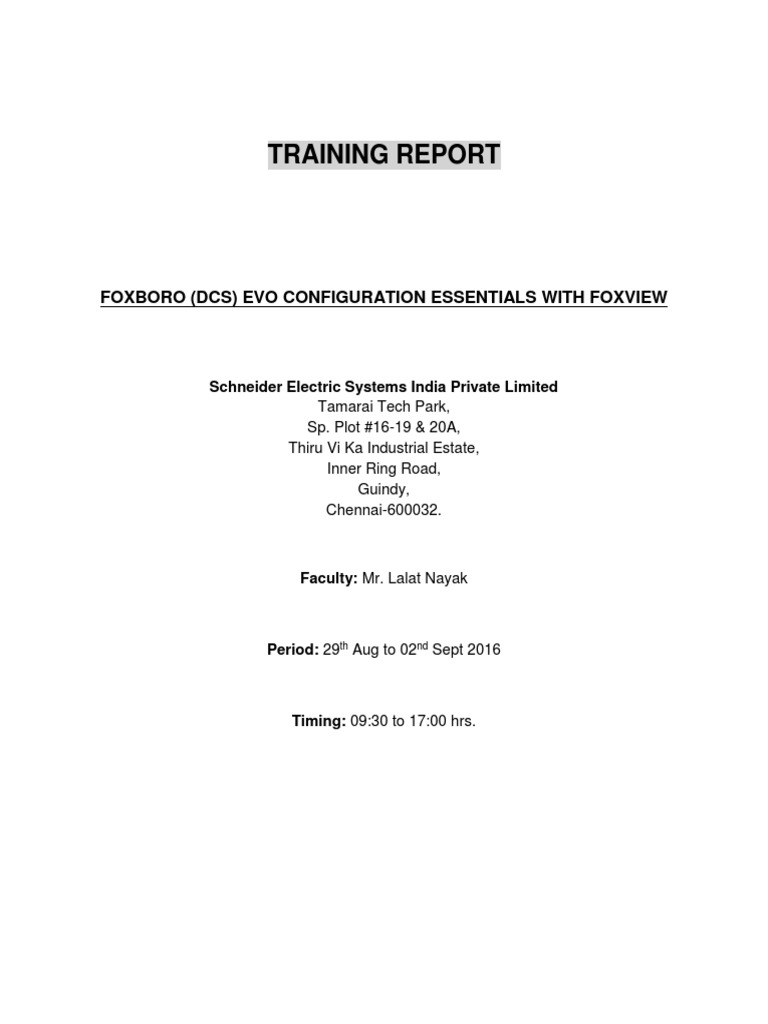 Foxboro DCS EVO Training Report | PDF | Systems Science | Engineering