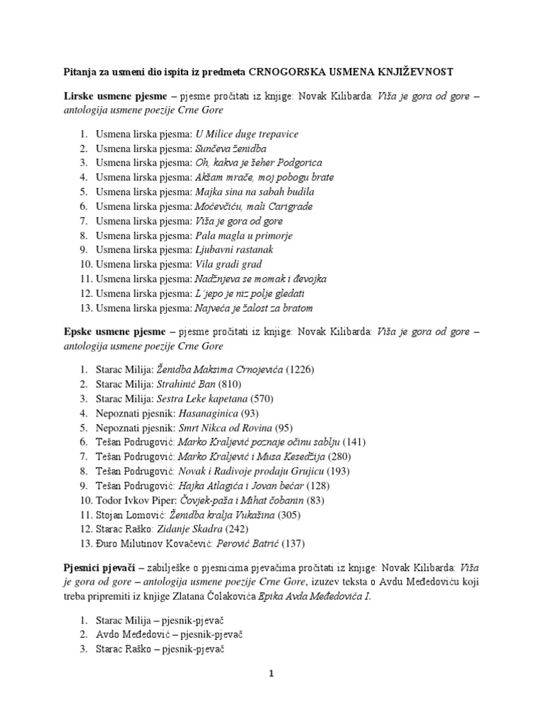 USMENI ISPIT - Pitanja | PDF