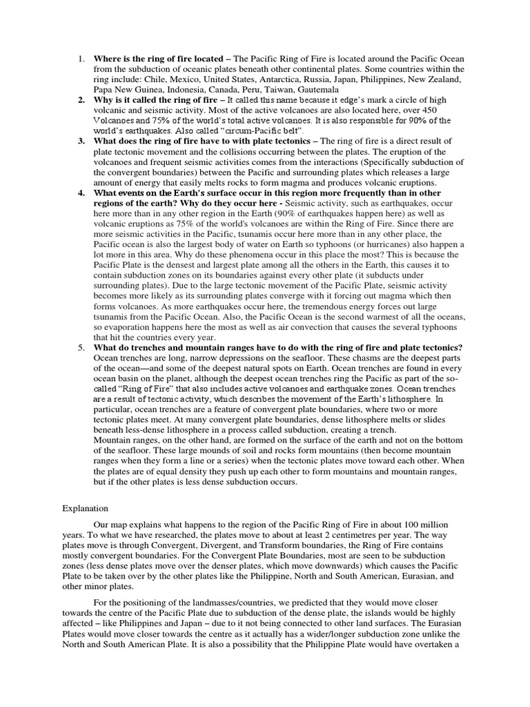 Pacific Ring of Fire Explained | PDF | Plate Tectonics | Earthquakes